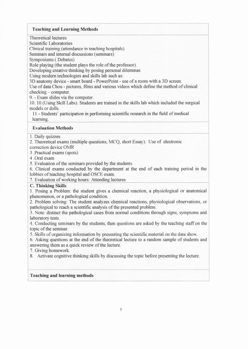 Academic Program Description – College of Medicine