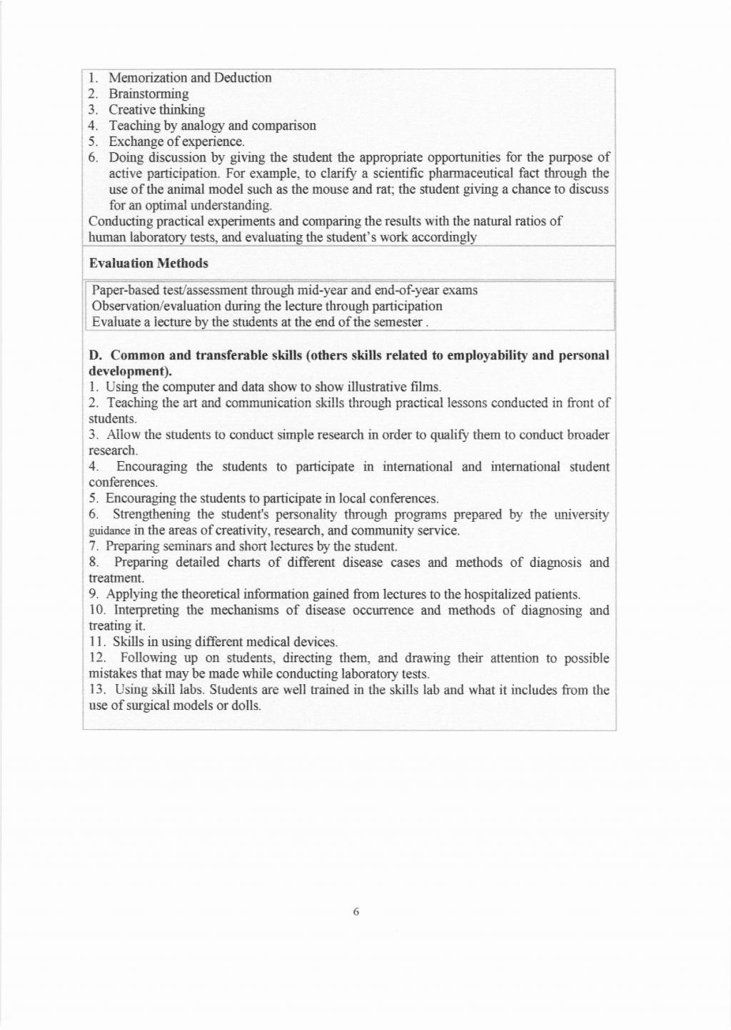 Academic Program Description – College of Medicine