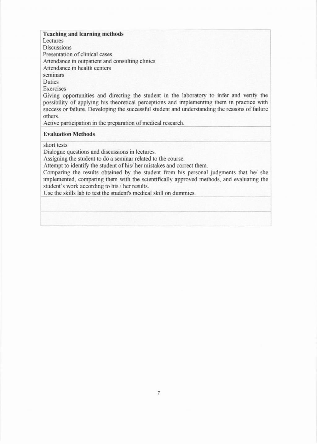 Academic Program Description – College of Medicine