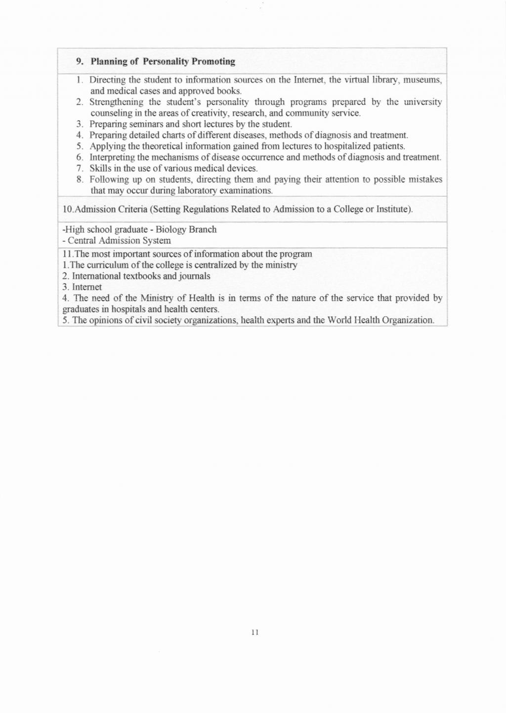 Academic Program Description – College of Medicine